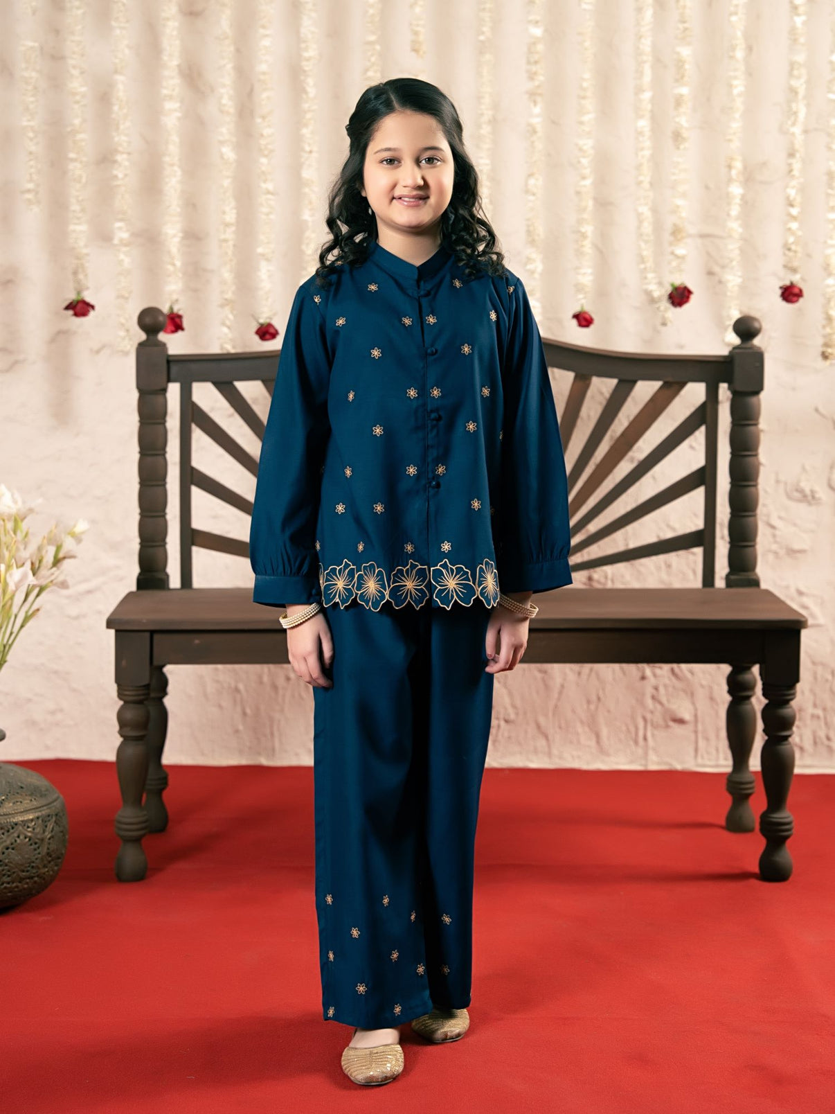 Embroidered Girls Co Ord Set VG190-B – Velvour Shop